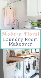Modern Floral Laundry Room Makeover - A Nod to Navy